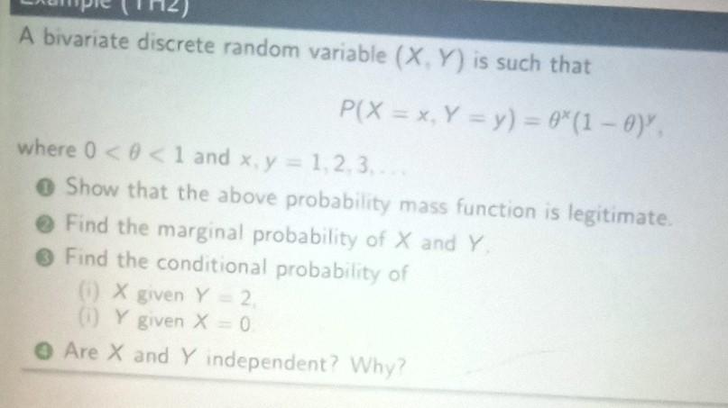 Solved A bivariate discrete random variable (X,Y) is such | Chegg.com