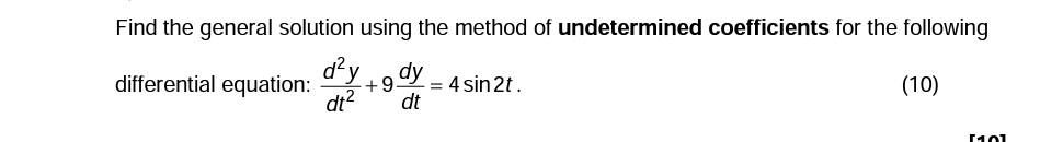 Solved Find the general solution using the method of | Chegg.com