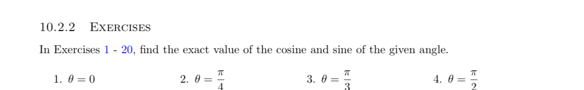 Solved 10.2.2 ﻿EXERCISESIn Exercises 1 - 20, ﻿find the exact | Chegg.com