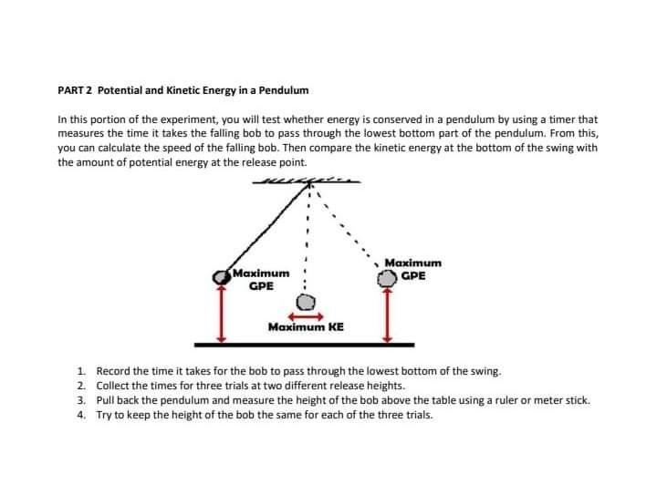 Solved PART 2 Potential and Kinetic Energy in a Pendulum In | Chegg.com