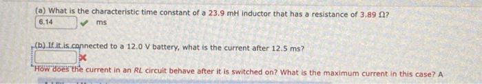 Solved (a) What is the characteristic time constant of a | Chegg.com