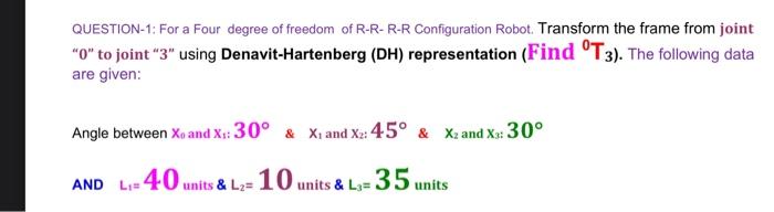 Solved QUESTION-1: For a Four degree of freedom of R-R-R-R | Chegg.com
