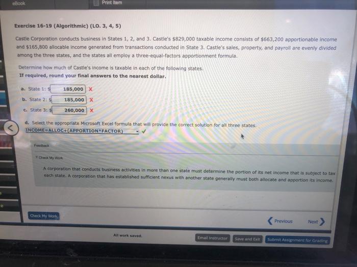 Solved Castle Corporation conducts business in States 1, 2, | Chegg.com