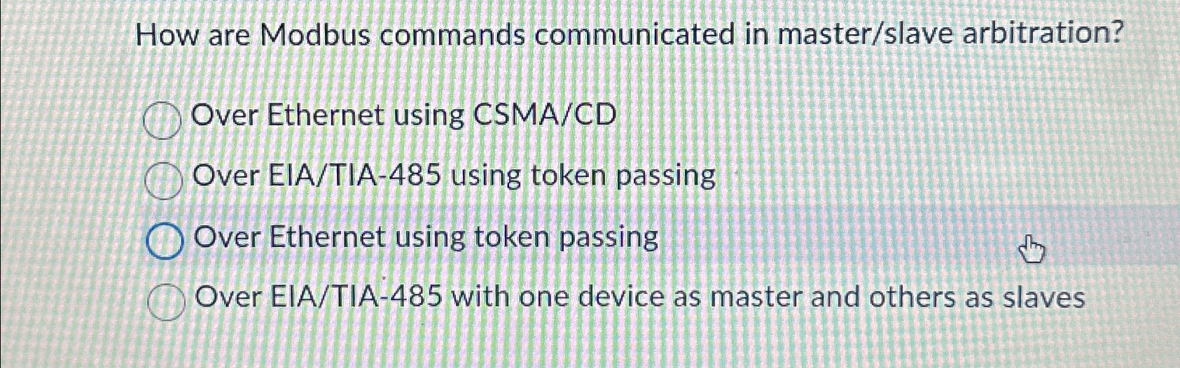 Solved How are Modbus commands communicated in master/slave | Chegg.com