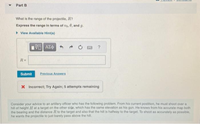 Solved A projectile is fired with speed v0 at an angle θ | Chegg.com