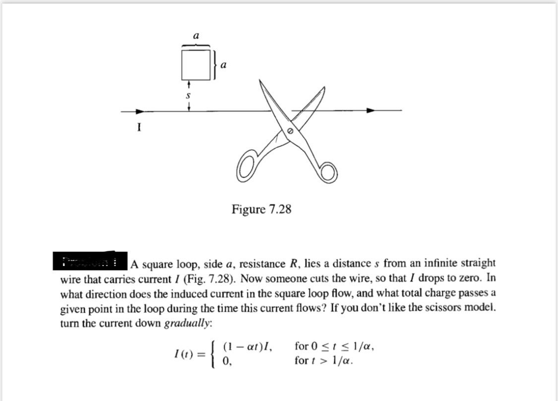 Solved A square loop, side a, ﻿resistance R, ﻿lies a | Chegg.com