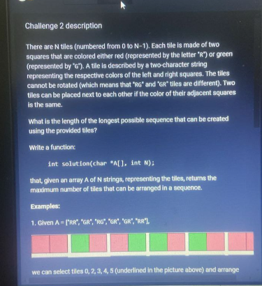 Solved Challenge 2 ﻿descriptionThere are N tiles (numbered | Chegg.com