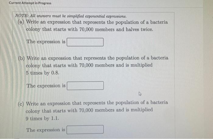 Solved NOTE: All answers must be simplified exponential | Chegg.com