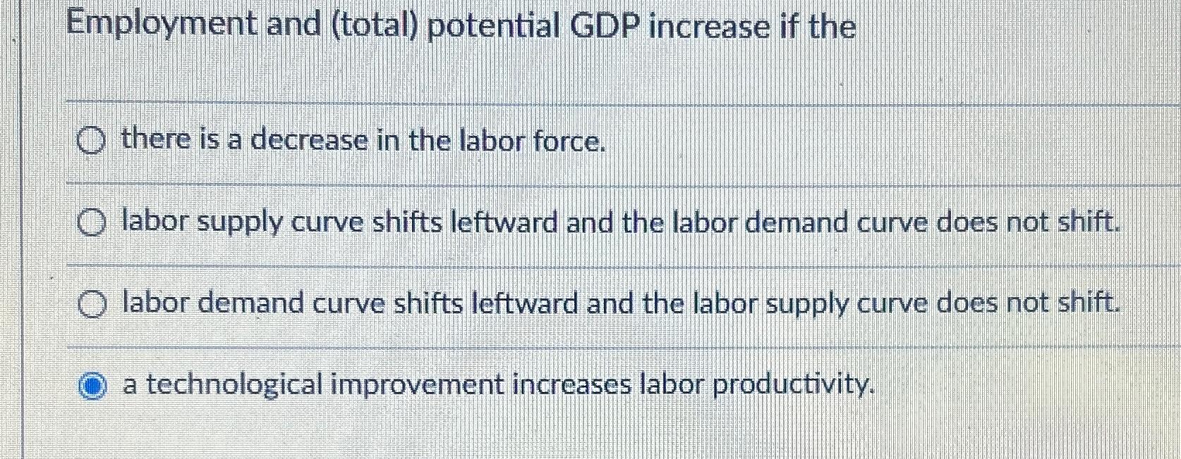 Solved Employment and (total) ﻿potential GDP increase if | Chegg.com