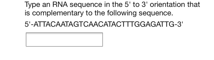 Solved Type an RNA sequence in the 5' to 3' orientation that | Chegg.com