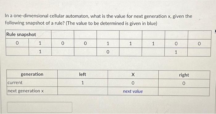 Solved In a one-dimensional cellular automaton, what is the | Chegg.com