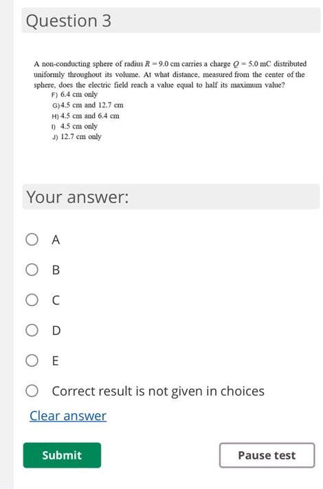 Solved Question 3A non-conducting sphere of radius R=9.0cm | Chegg.com