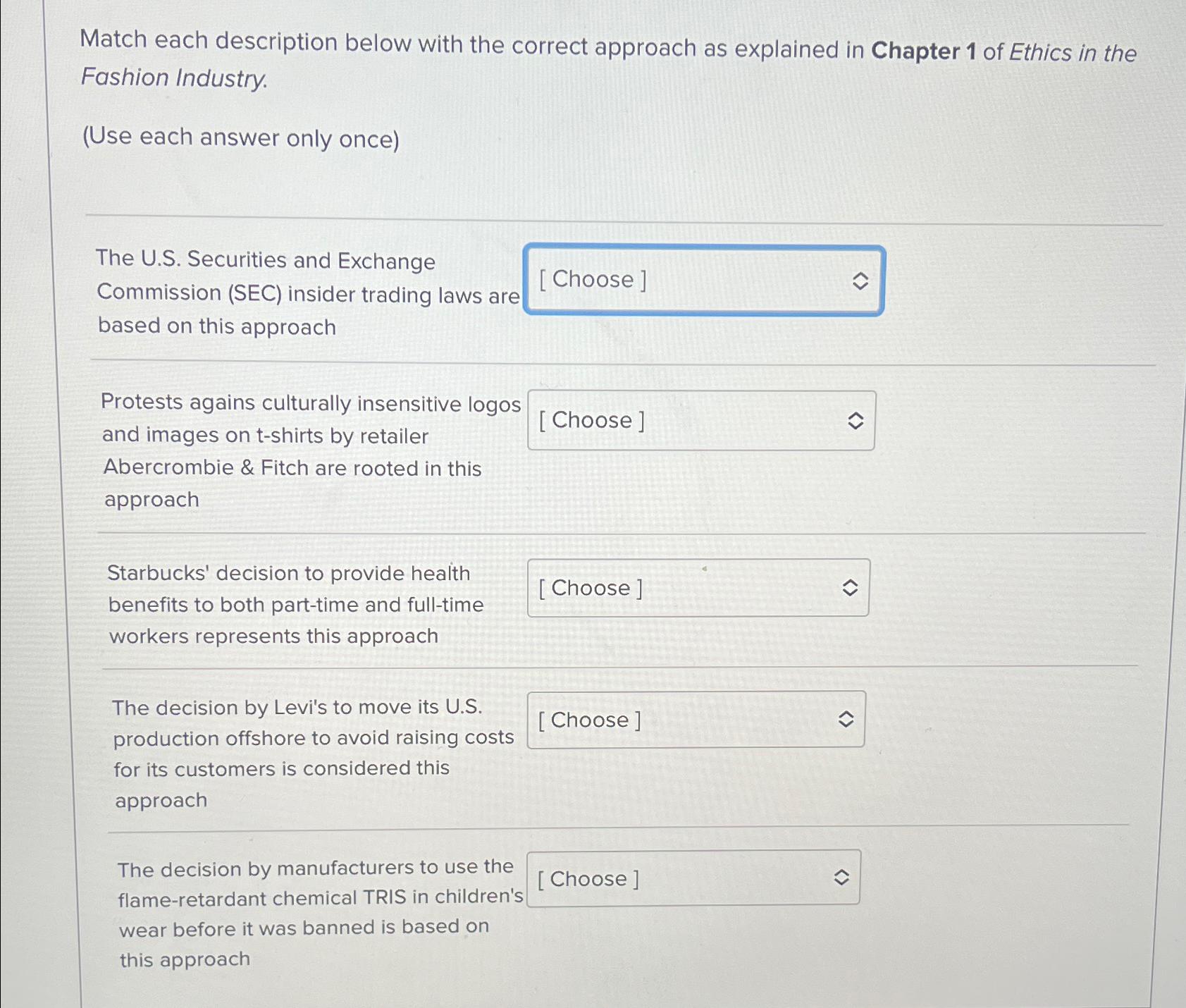 Solved Match each description below with the correct | Chegg.com