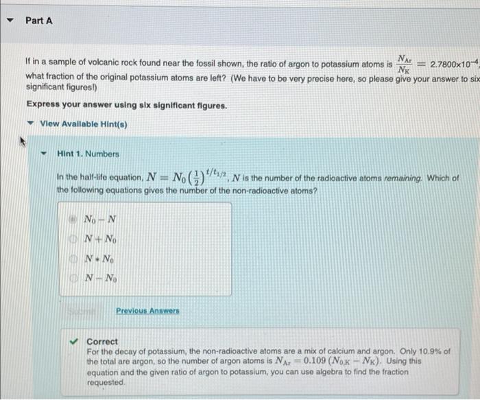 Solved The technique known as potassium-argon dating is used | Chegg.com