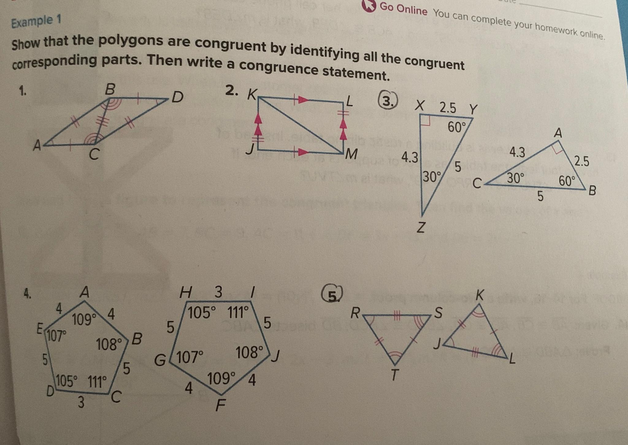 Solved Show that the polygons are congruent by identifying | Chegg.com