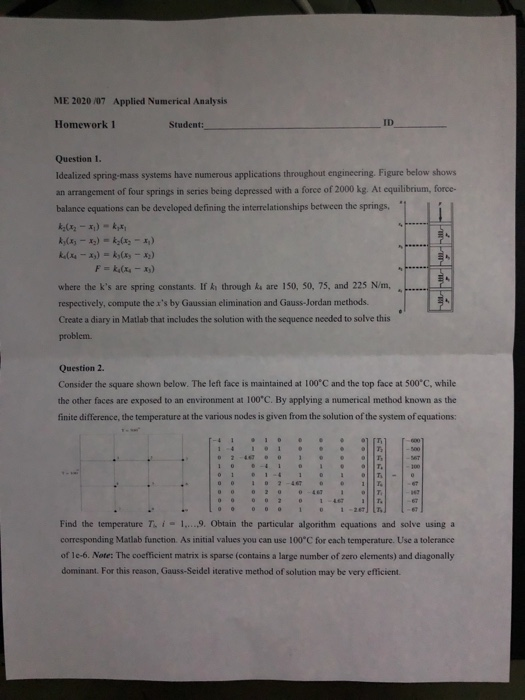 ME 2020 /07 Applied Numerical Analysis Homework 1 | Chegg.com