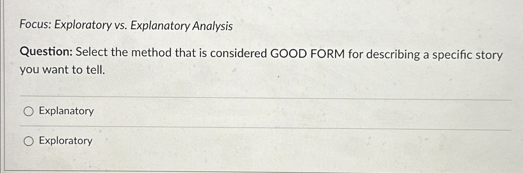 Solved Focus Exploratory Vs Explanatory AnalysisQuestion Chegg