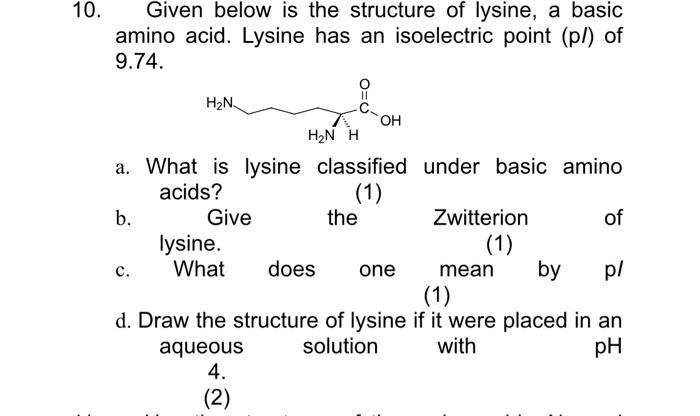 Solved 0. Given below is the structure of lysine, a basic | Chegg.com