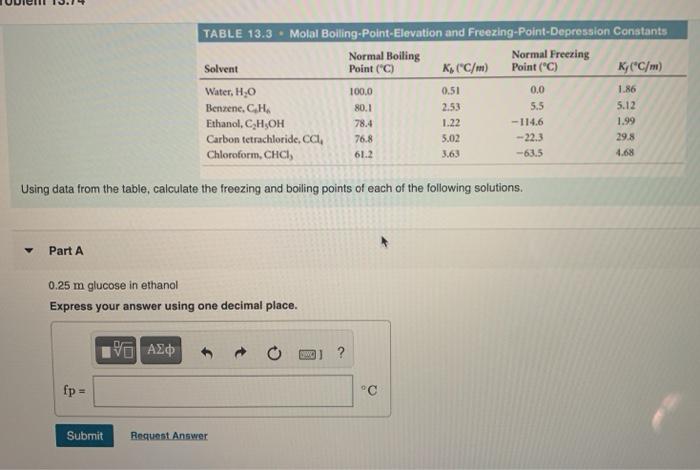 Solved TABLE 13.3. Molal Boiling-Point-Elevation and | Chegg.com