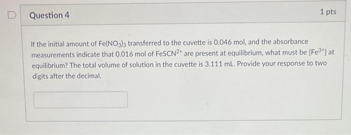 Solved If the initial amount of Fe(NO3)3 transferred to the | Chegg.com