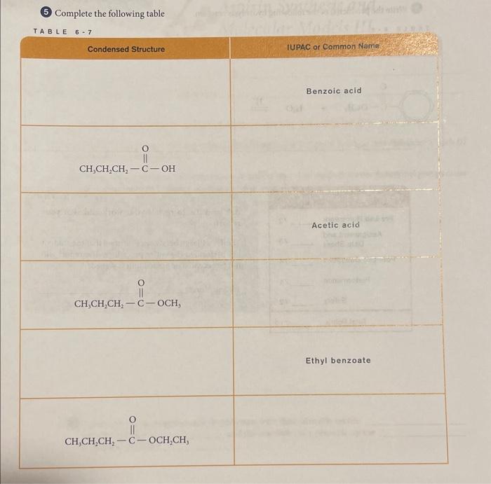 Solved (5) Complete the following table T A B LE 6−7 | Chegg.com