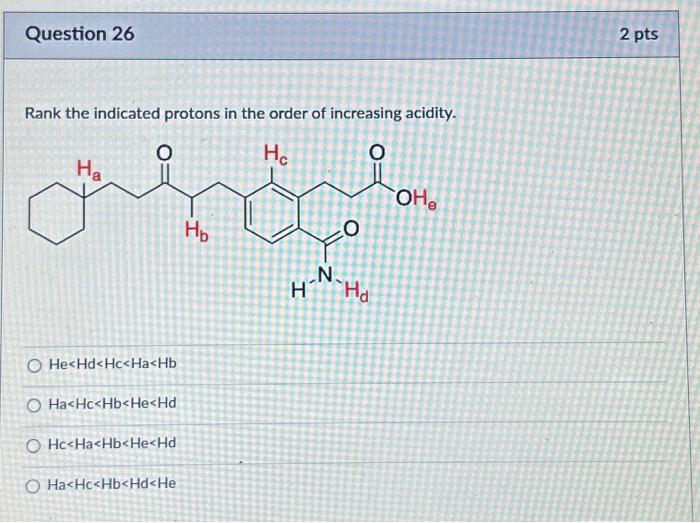 Solved Rank the indicated protons in the order of increasing | Chegg.com