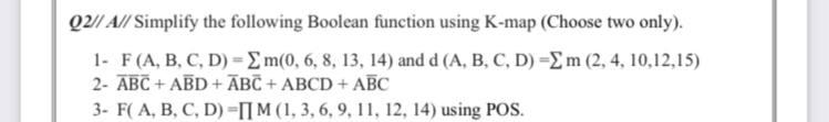 Solved Q21 A Simplify The Following Boolean Function 6636