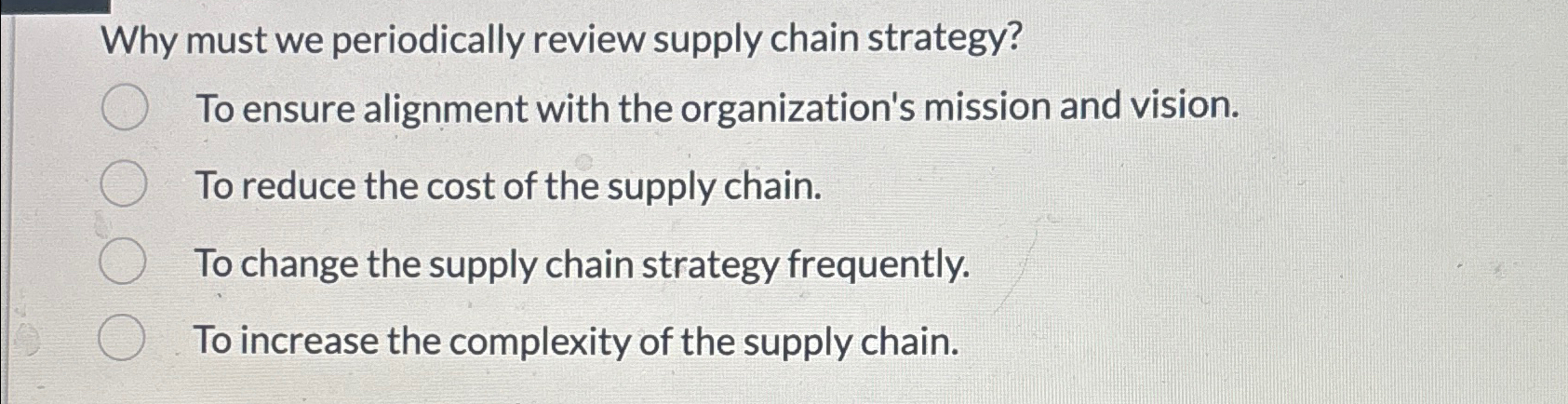 Solved Why must we periodically review supply chain | Chegg.com