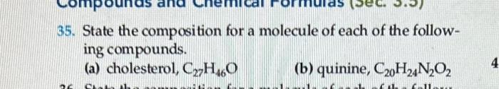Solved 35. State the composition for a molecule of each of | Chegg.com