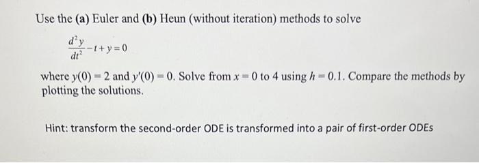 Solved Use the (a) Euler and (b) Heun (without iteration) | Chegg.com