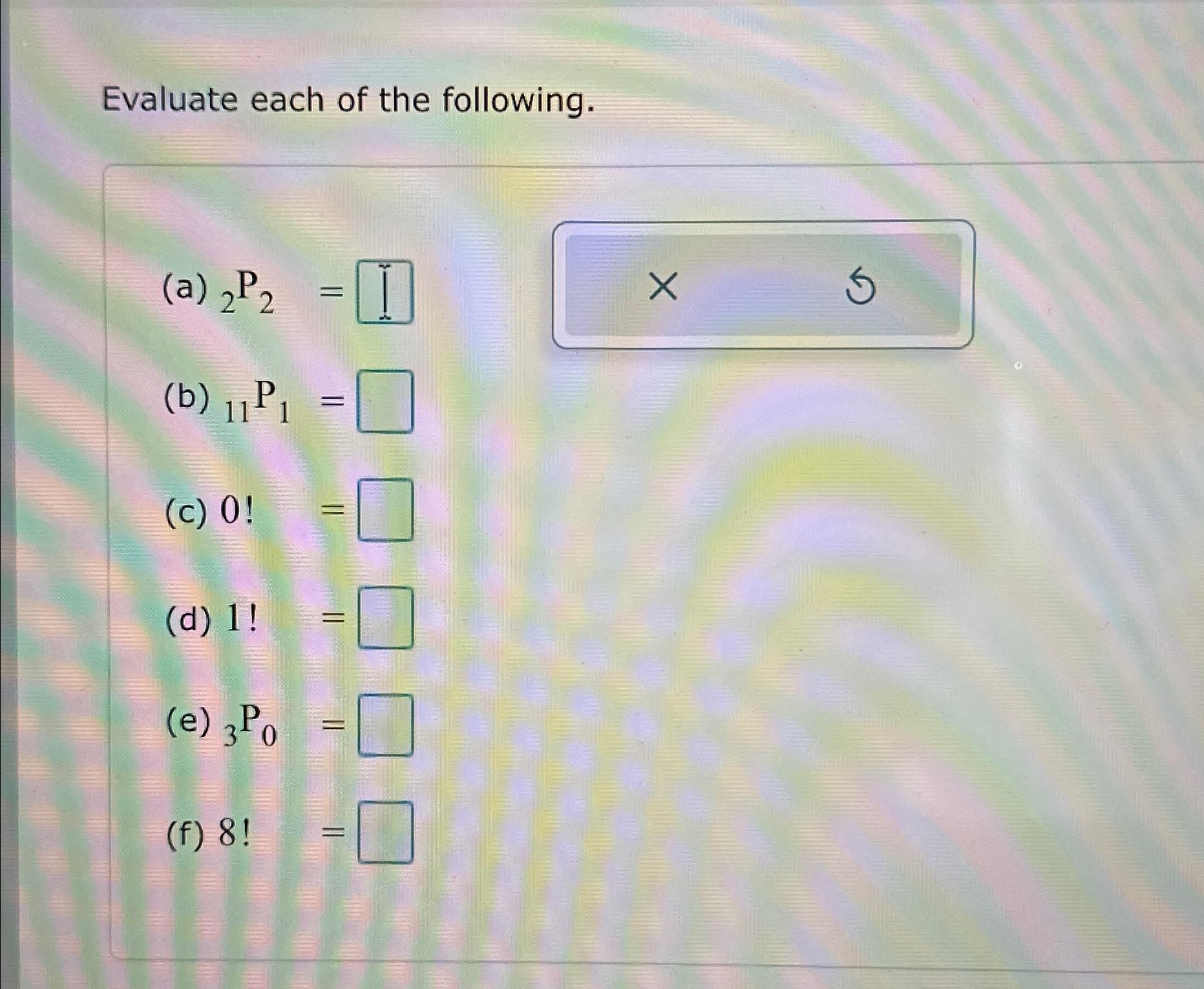 Solved Evaluate each of the | Chegg.com