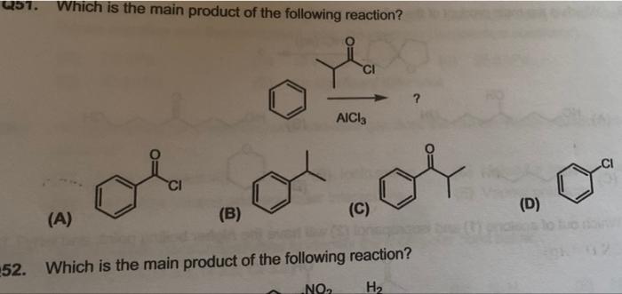 Solved 251. Which is the main product of the following | Chegg.com