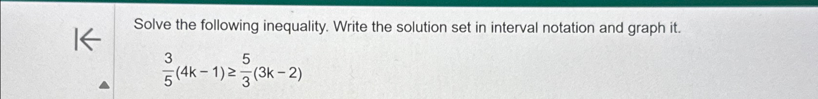 Solved Solve the following inequality. Write the solution | Chegg.com