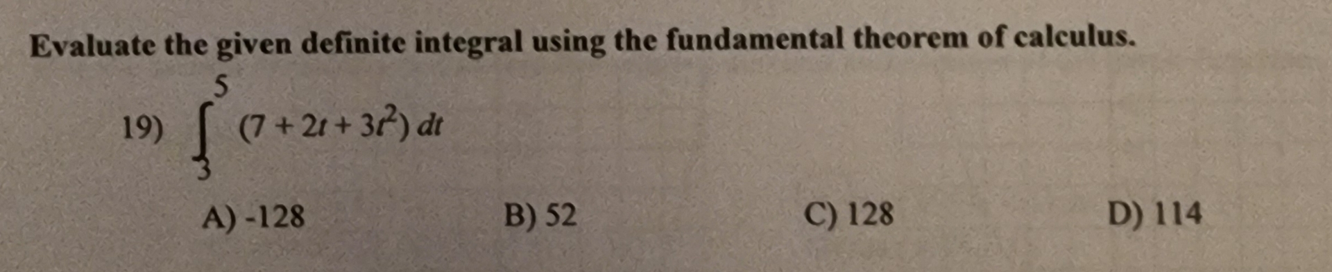 Solved Evaluate the given definite integral using the | Chegg.com