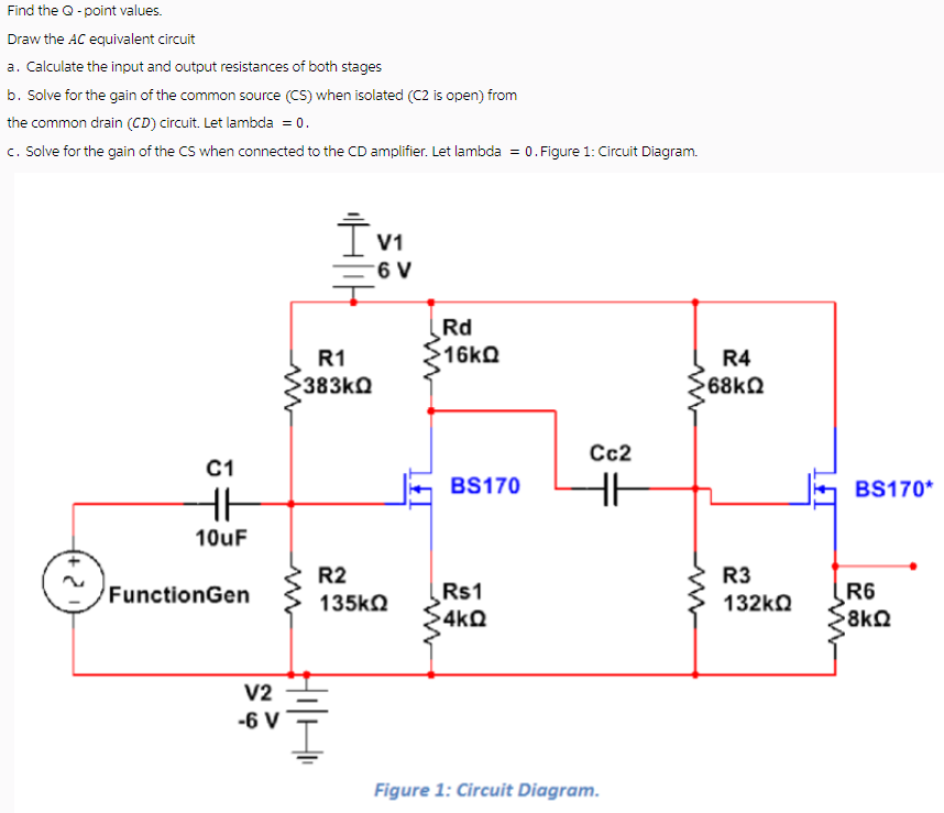 Solved Find the Q - ﻿point values.Draw the AC ﻿equivalent | Chegg.com