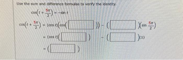 Solved Use the sum and difference formulas to verify the | Chegg.com