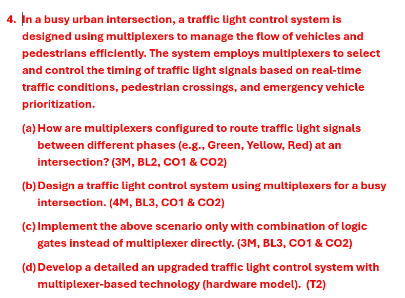 In a busy urban intersection, a traffic light control | Chegg.com