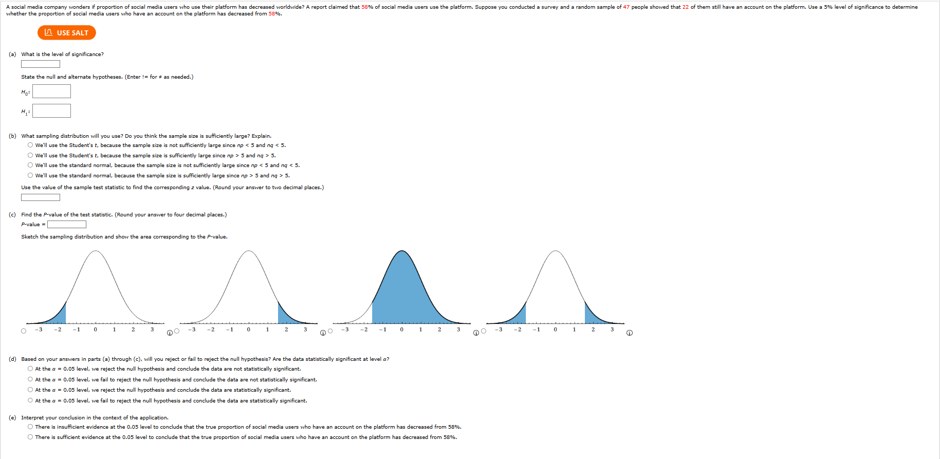 Solved whether the proportion of ﻿social media users who | Chegg.com
