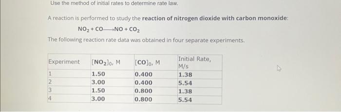 Solved Use The Method Of Initial Rates To Determine Rate