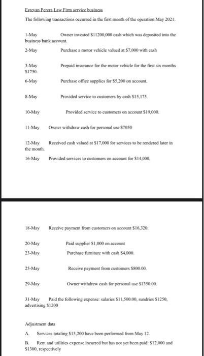 Estevan Perera Law Firm servicc business The | Chegg.com