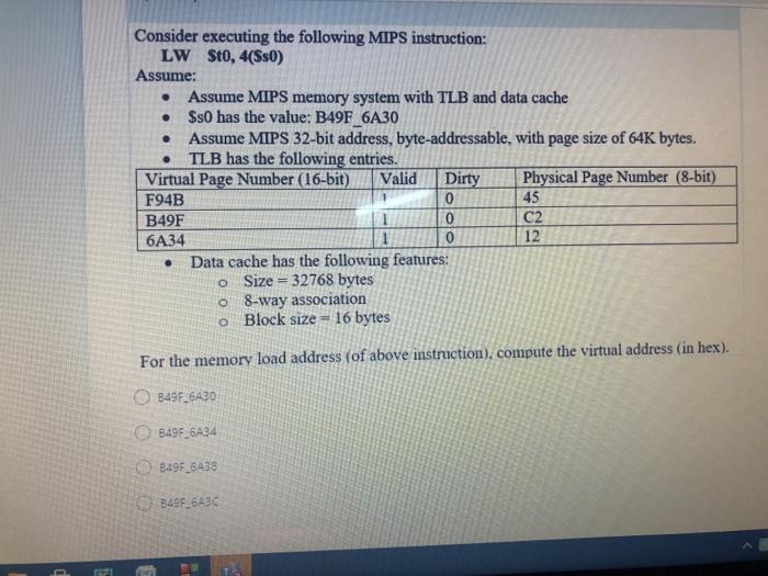 Solved . Consider executing the following MIPS instruction: | Chegg.com Solved . Consider executing the following MIPS instruction: | Chegg.com