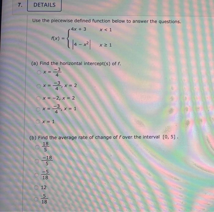 Solved Use the piecewise defined function below to answer | Chegg.com