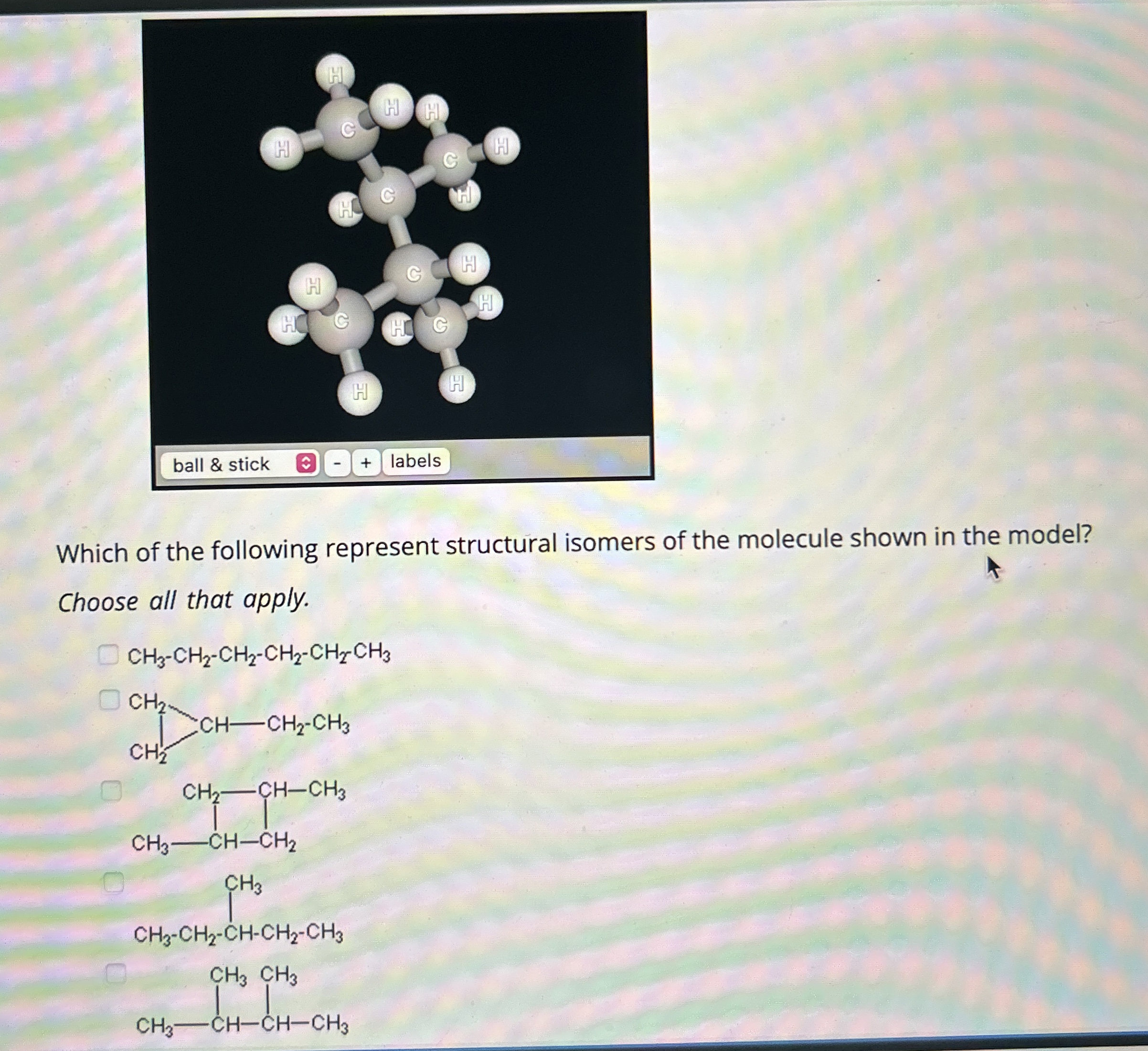 Solved A model of an alkane appears in the window | Chegg.com