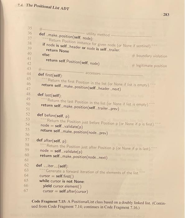 Solved C-12.27 Augment the Positional List class (see | Chegg.com