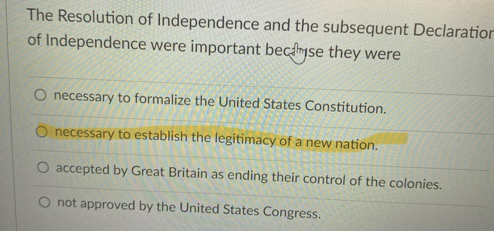 Solved The Resolution of Independence and the subsequent | Chegg.com