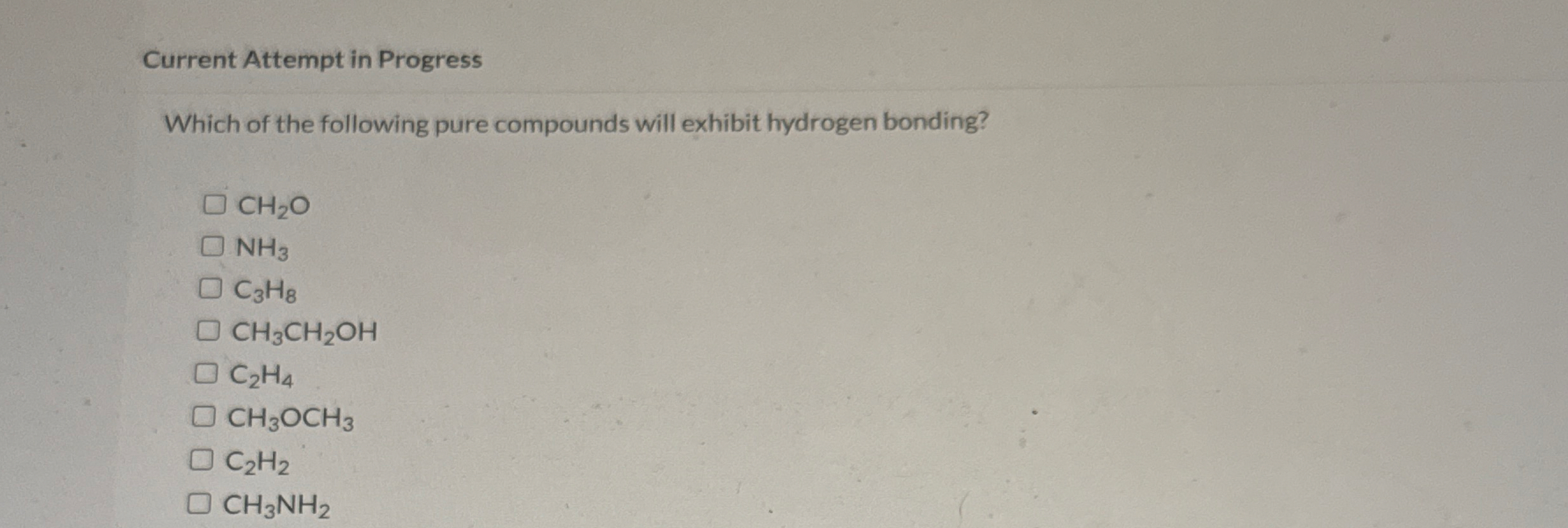 Solved Current Attempt in ProgressWhich of the following | Chegg.com