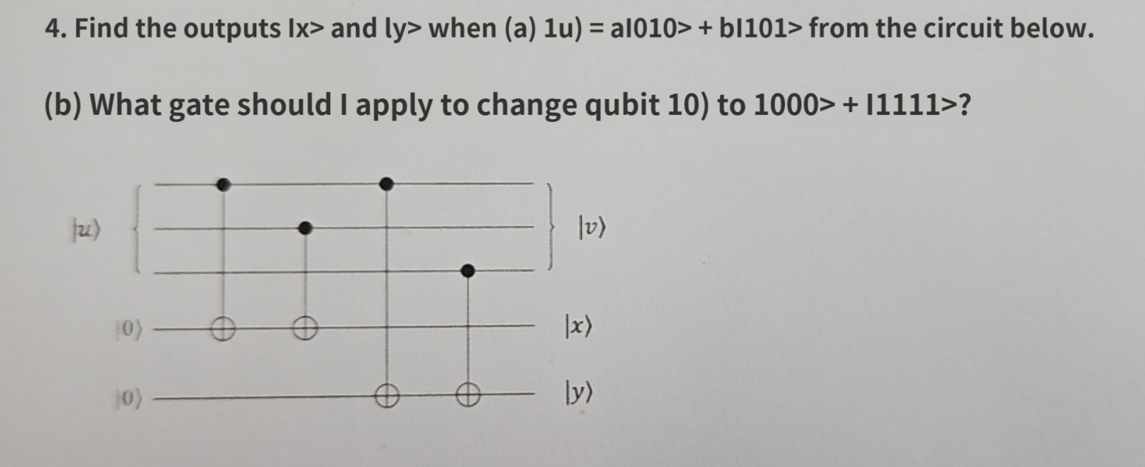 (a) ﻿Find the outputs |x|> ﻿and |y|> ﻿when |u>= | Chegg.com