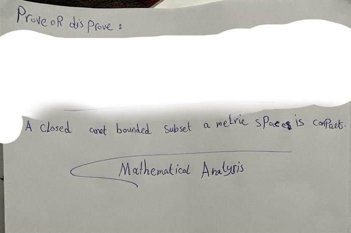 Solved Prove or dis prove A closed and bounded subset a | Chegg.com