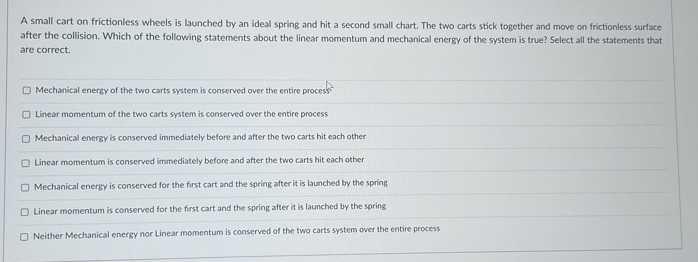 Solved A small cart on frictionless wheels is launched by an | Chegg.com