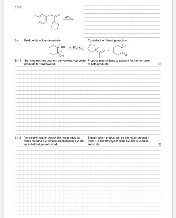 Solved 3.4 Beskou die volgende reaksie: Consider the | Chegg.com